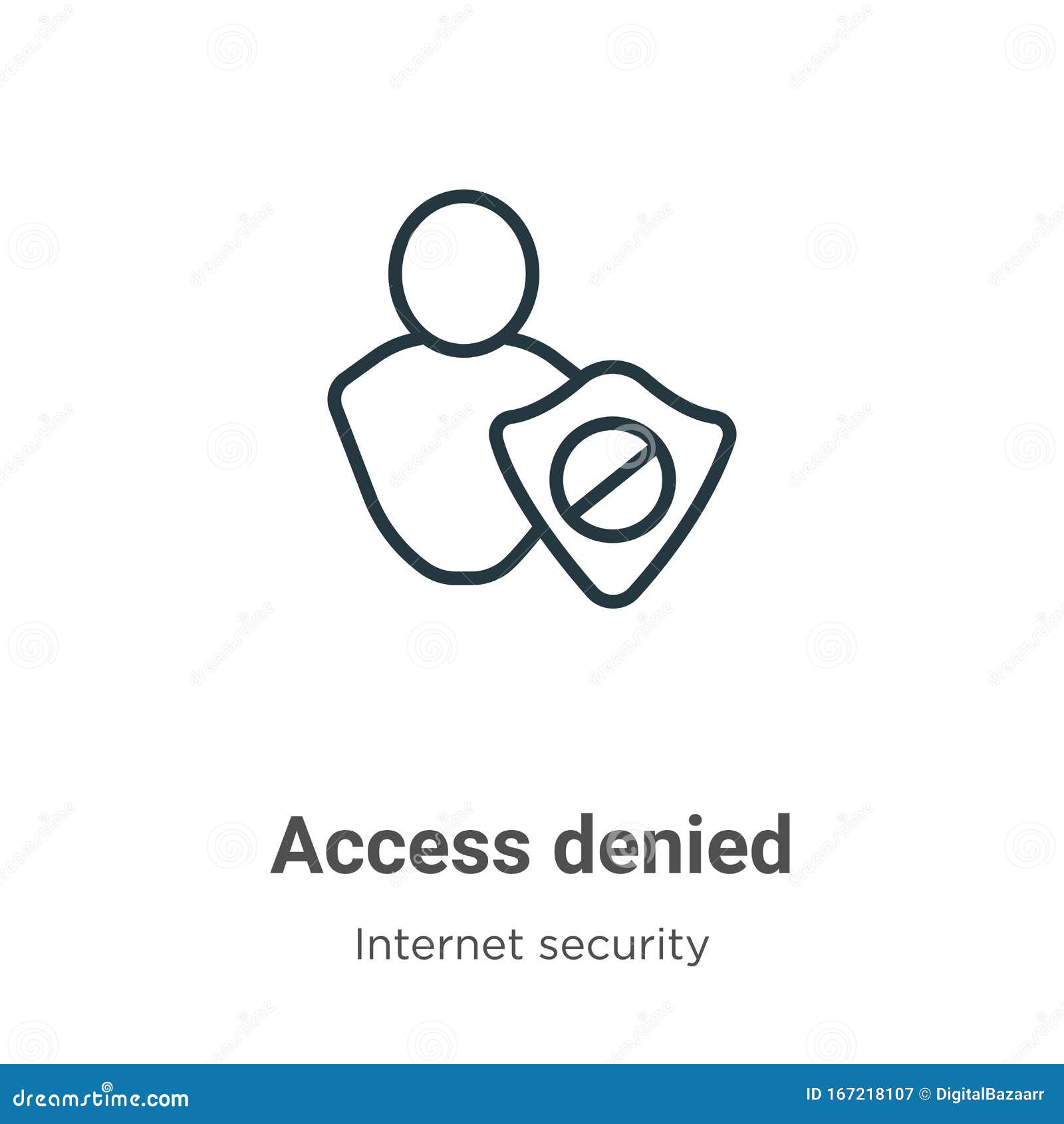 Access Denied Outline Vector Icon. Thin Line Black Access Denied Icon ...