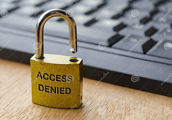 Access Denied Text Engraved on Padlock with Keyboard Background ...