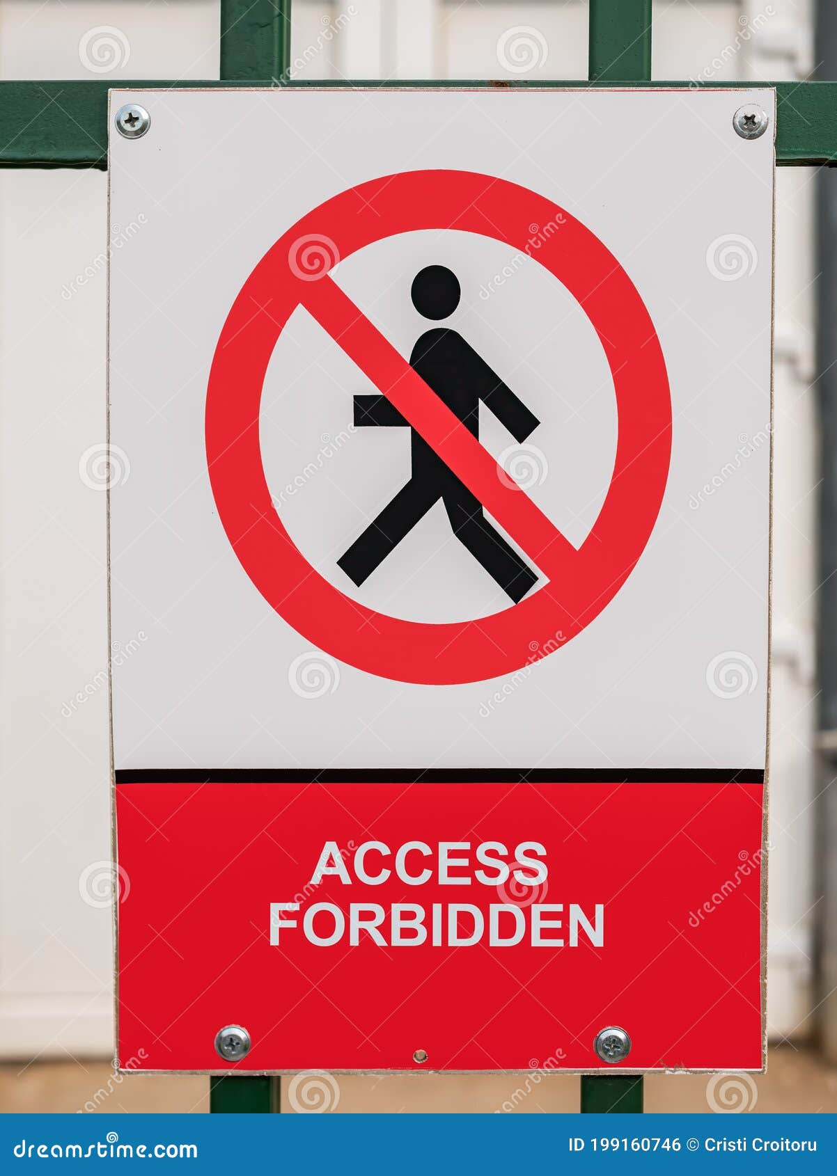 Access Forbidden To All Unauthorized Persons Outdoor Sign Stock Photo ...