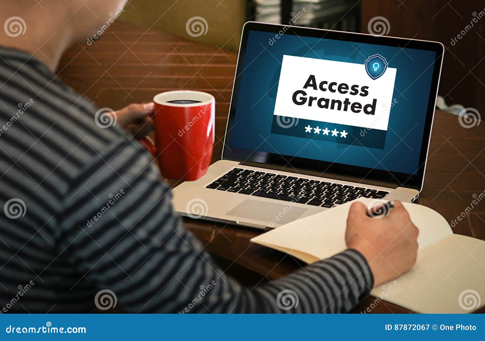 Access Granted Anytime Available Businessman Working at Office D Stock ...