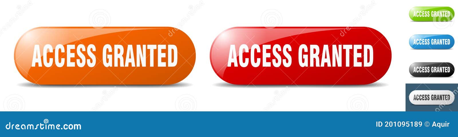 Access Granted Button. Key. Sign. Push Button Set Stock Vector ...
