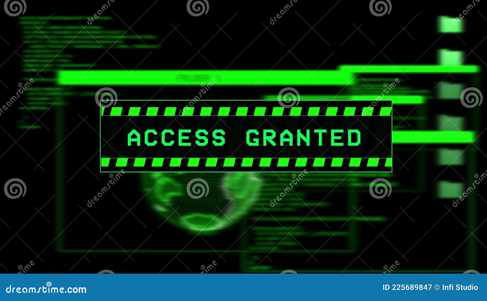 Access Granted Green Message on Screen System Login Animation. Stock ...