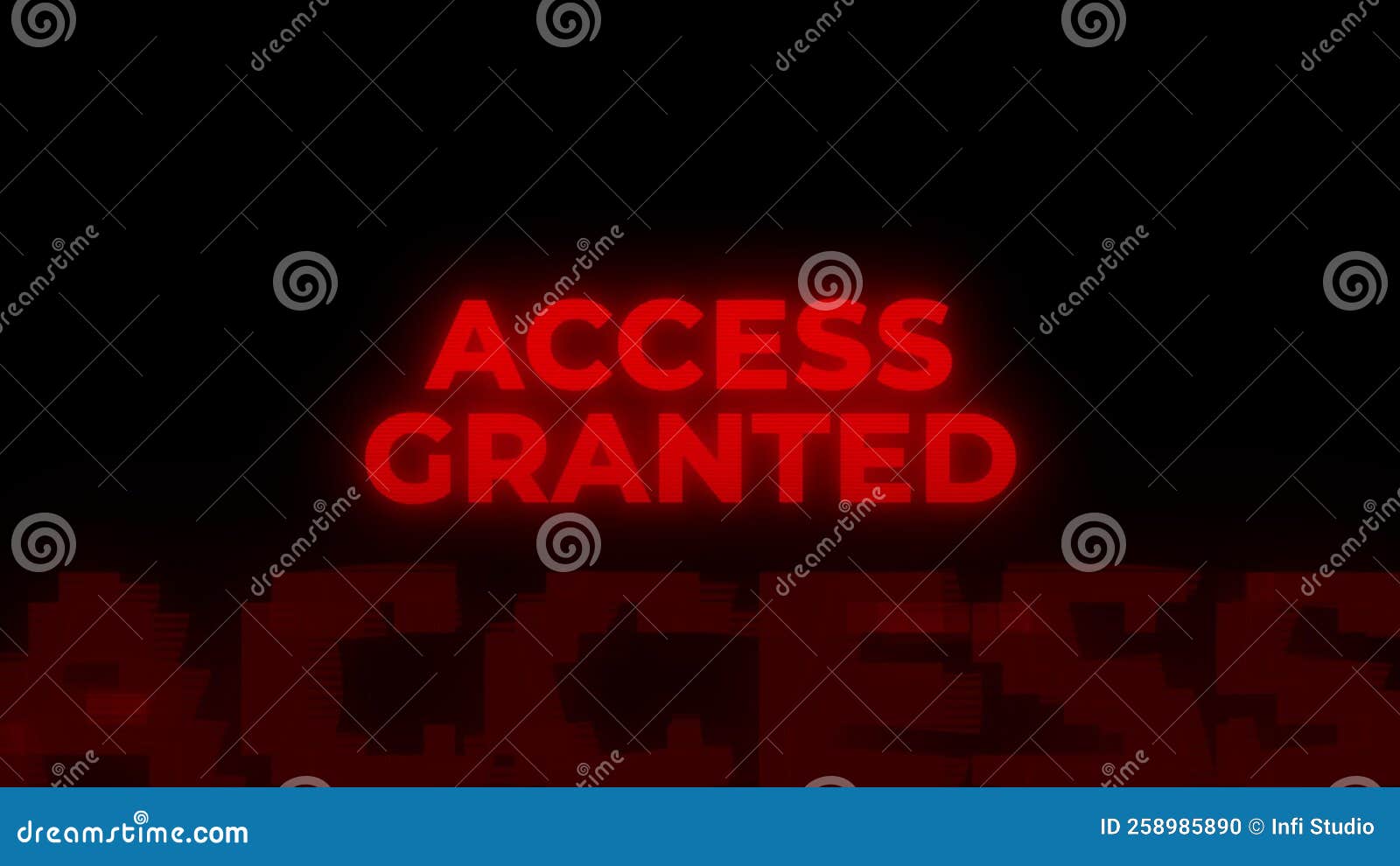 Access Granted Red Warning Error Alert Computer Virus Alert Hacking Message with Glitch and ...