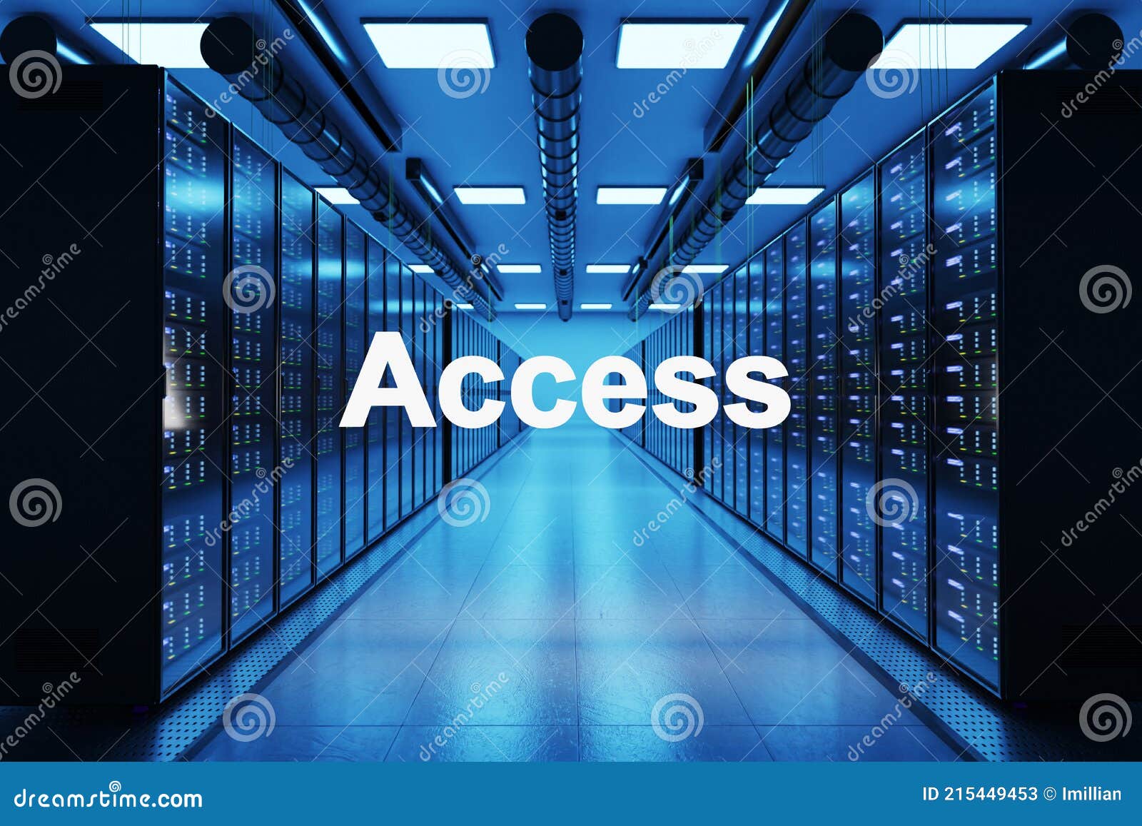 Access Logo in Large Modern Data Center with Multiple Rows of Network ...