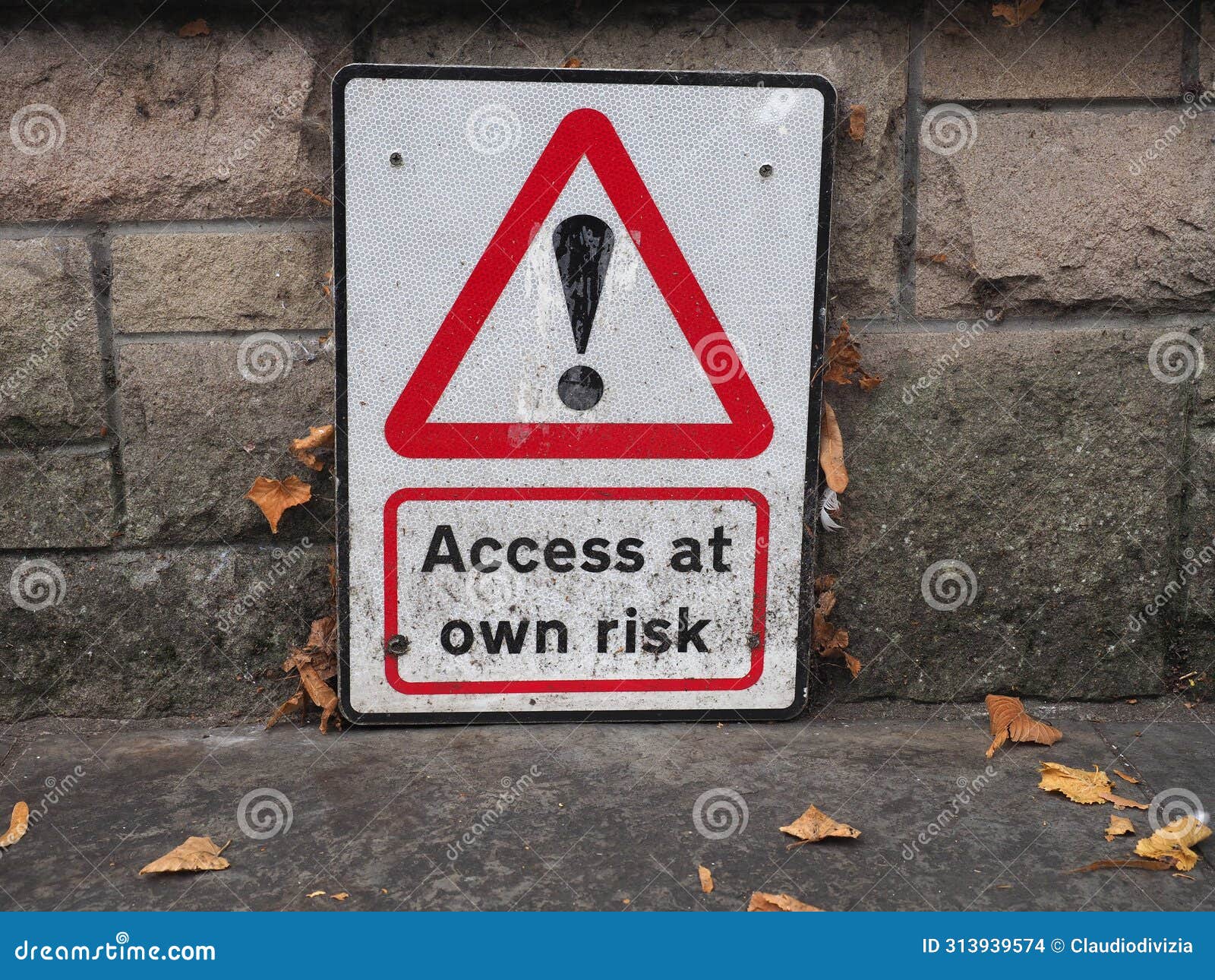 Access at own risk sign stock photo. Image of access - 313939574