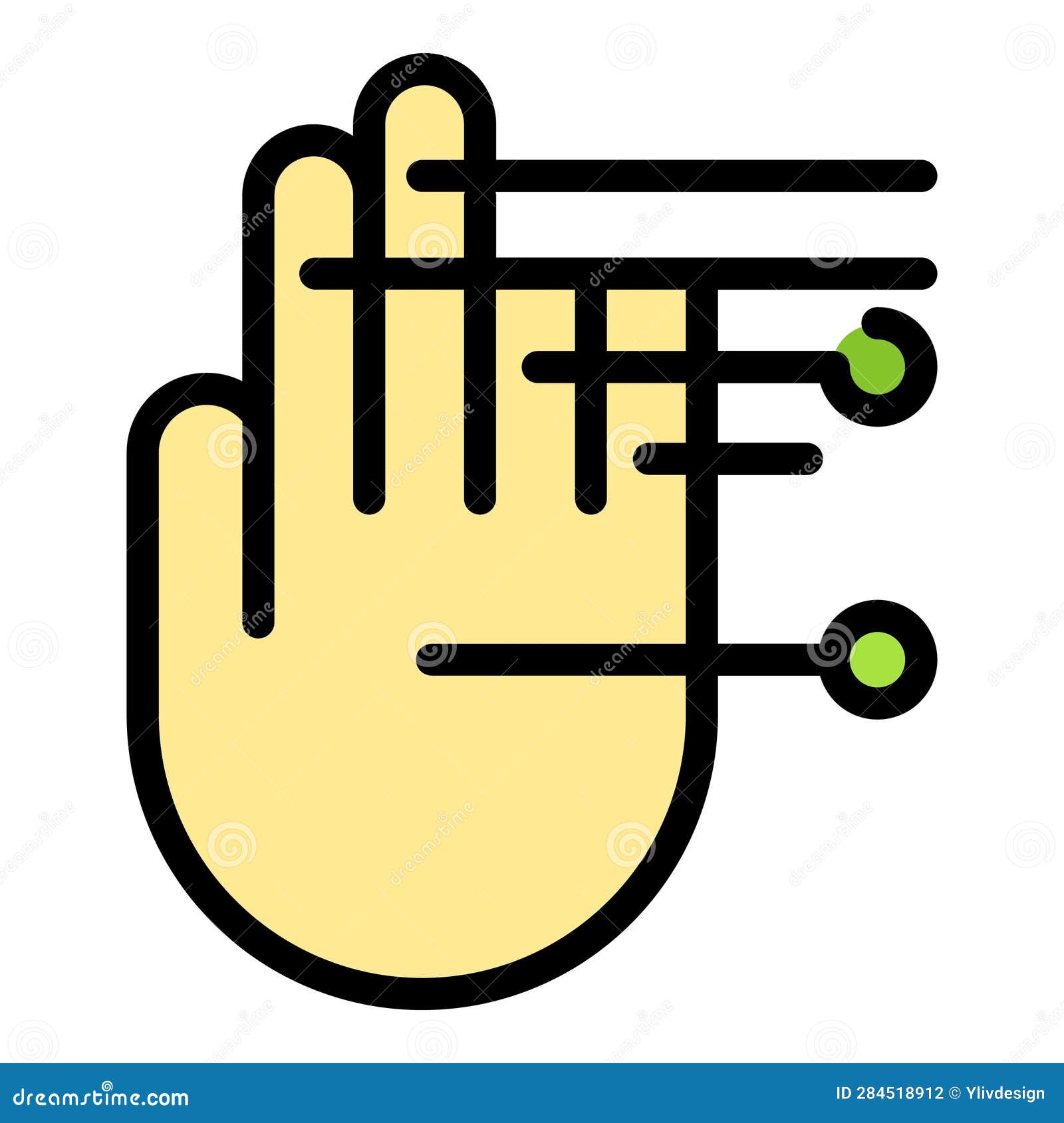 Palm Scanning Biometric Identification Cartoon Flat Illustration ...
