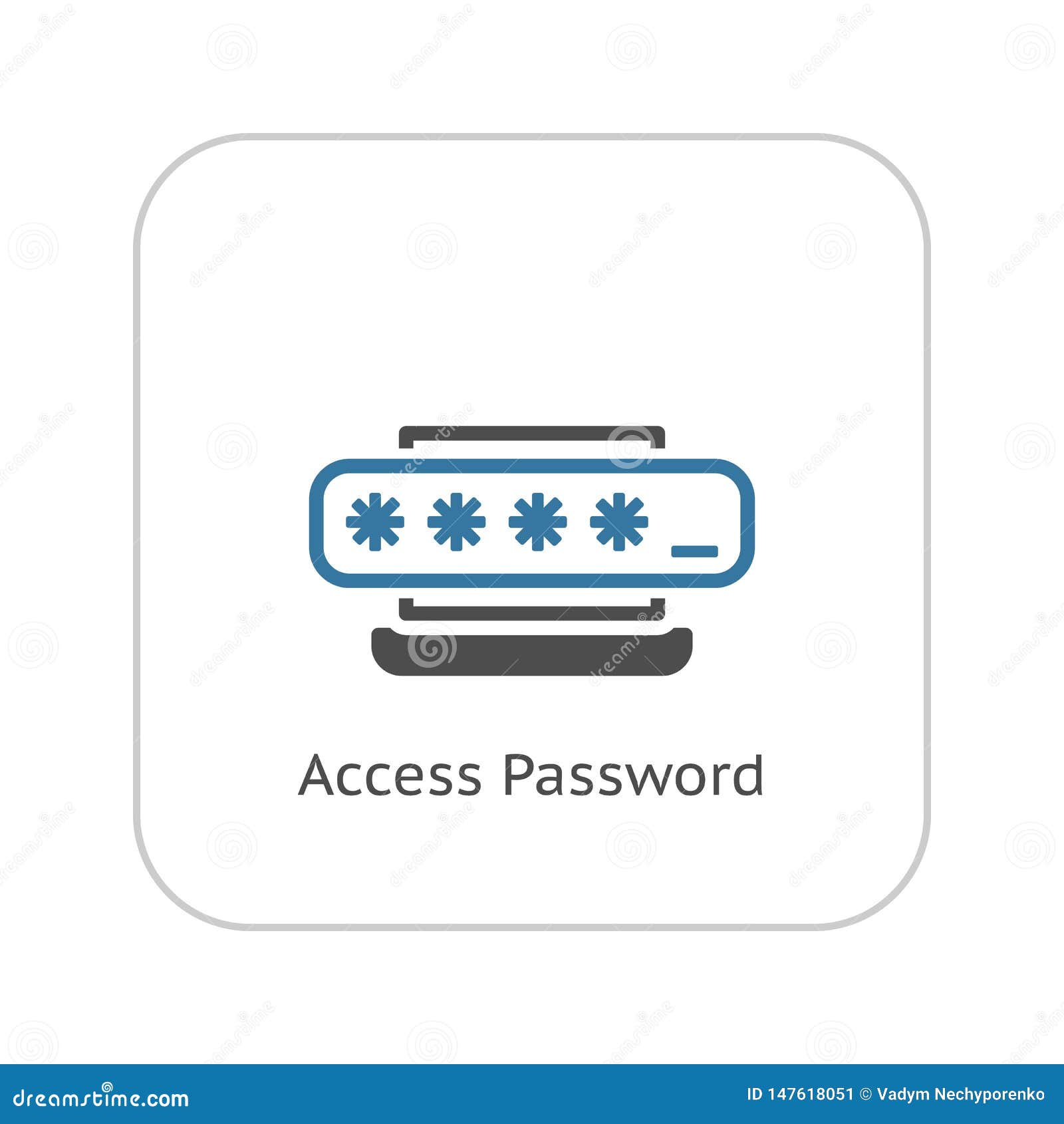 Access Password Icon. Flat Design Stock Illustration - Illustration of ...