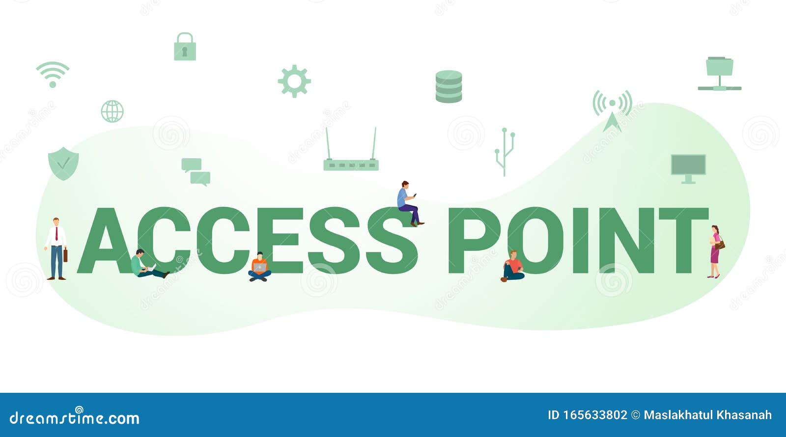 Access Point Concept with Big Word or Text and Team People with Modern ...
