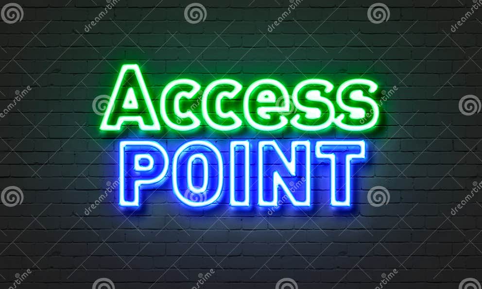 Access Point Neon Sign on Brick Wall Background. Stock Image - Image of ...