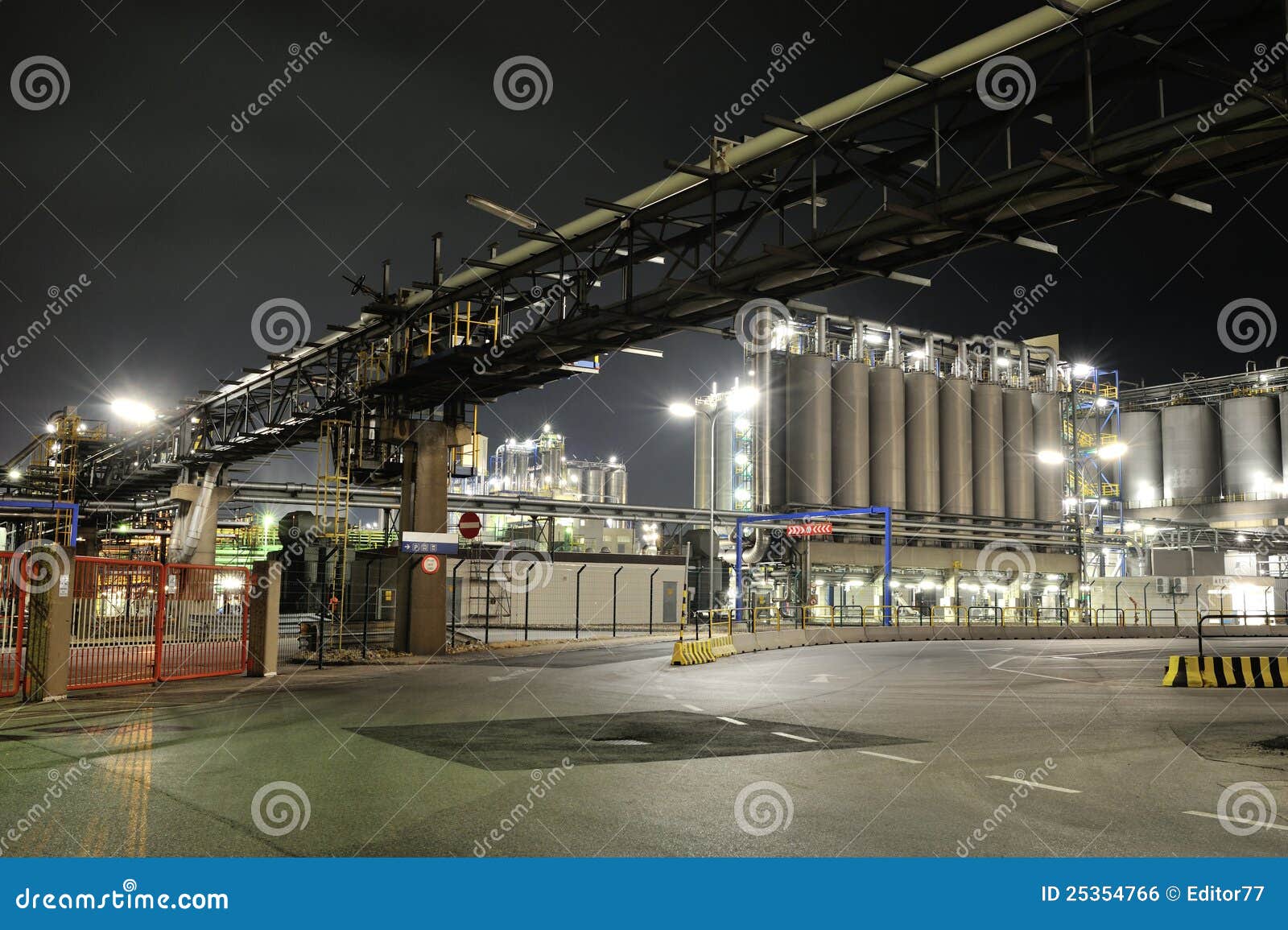 Access Road in Refinery in Night Stock Photo - Image of refinery ...