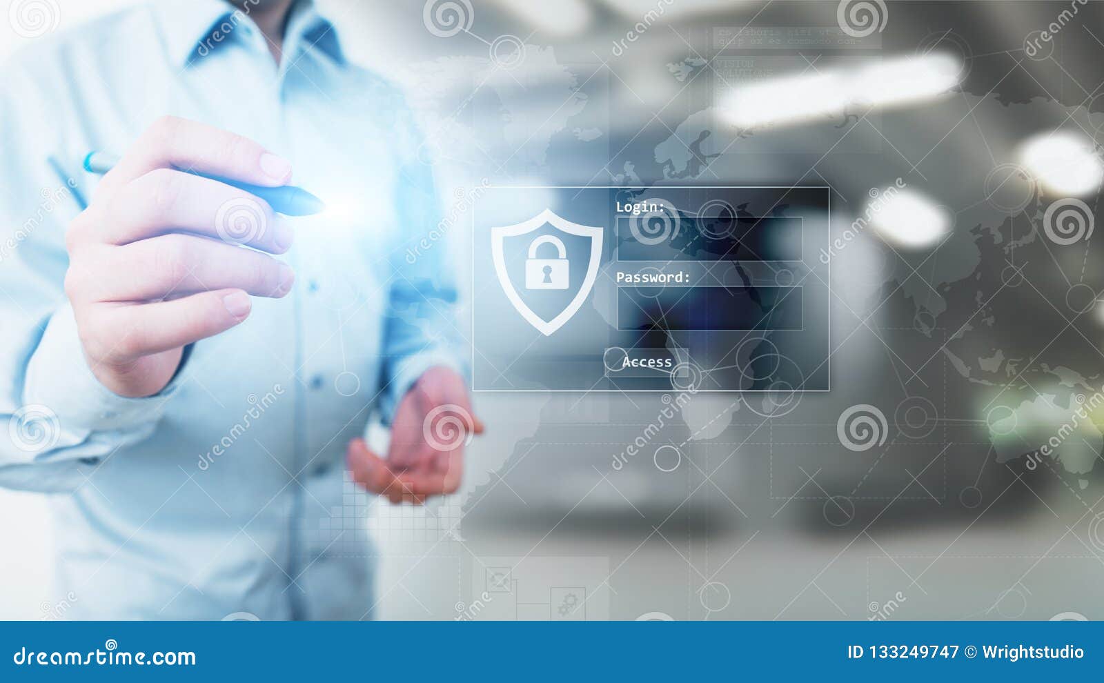Access Window with Login and Password on Virtual Screen. Cyber Security ...