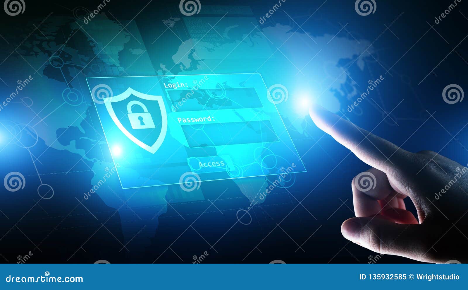 Access Window with Login and Password on Virtual Screen. Cyber Security ...