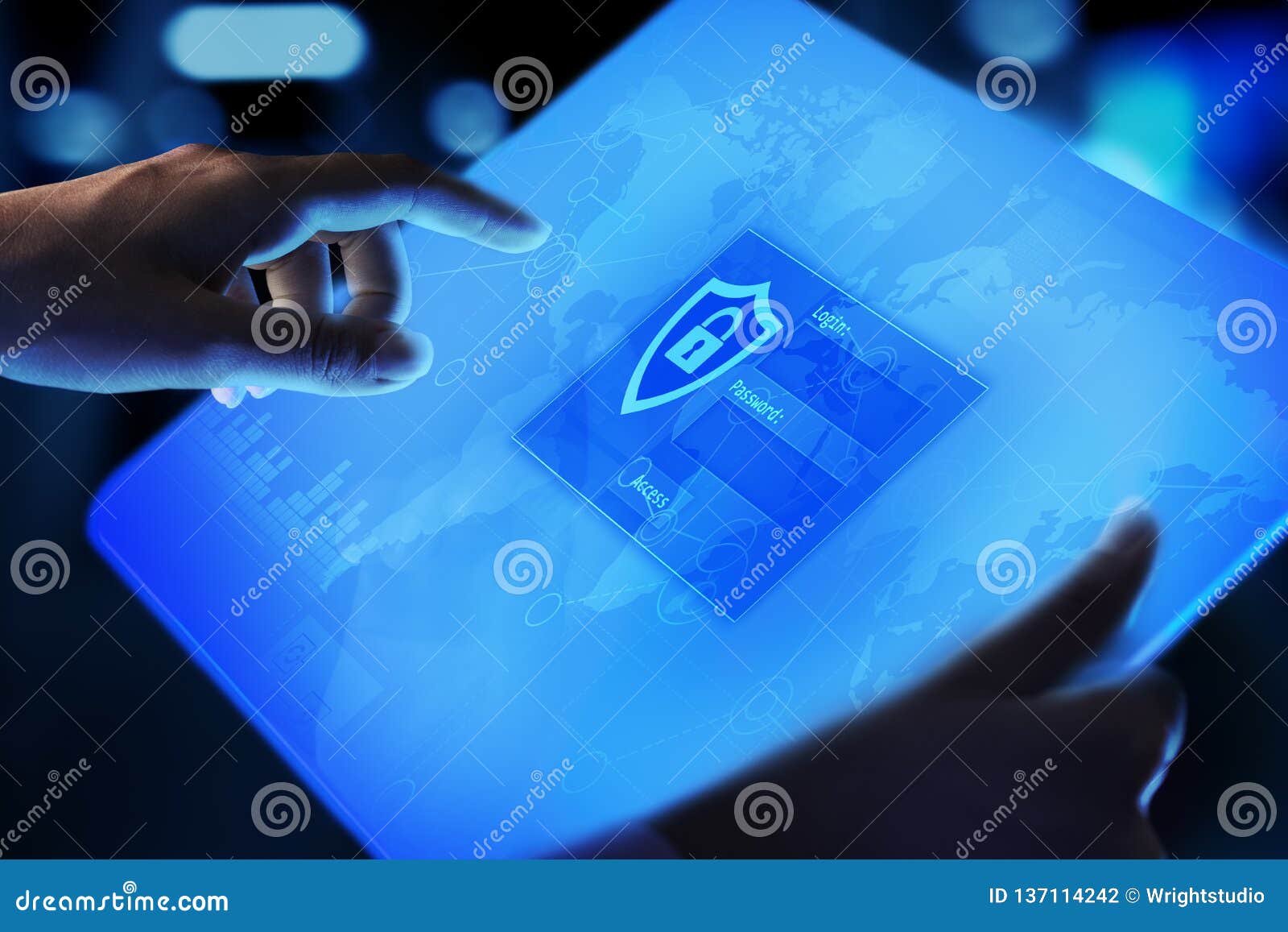 Access Window with Login and Password on Virtual Screen. Cyber Security ...