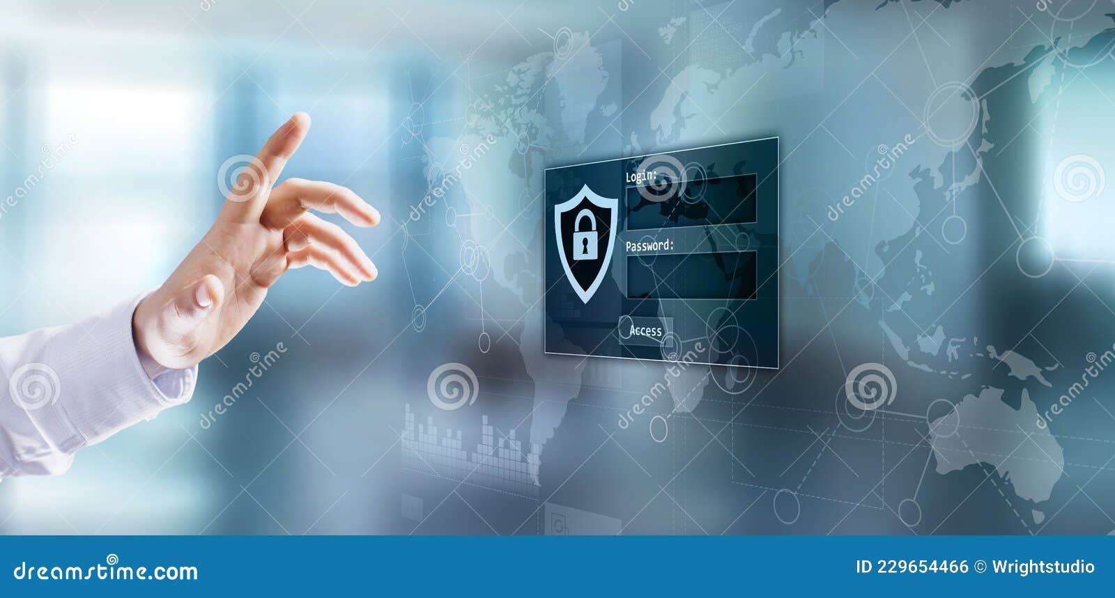 Access Window With Login And Password On Virtual Screen. Cyber Security ...