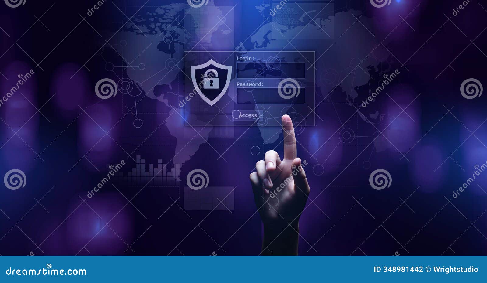Access Window with Login and Password on Virtual Screen. Cyber Security ...