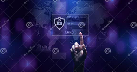 Access Window with Login and Password on Virtual Screen. Cyber Security ...