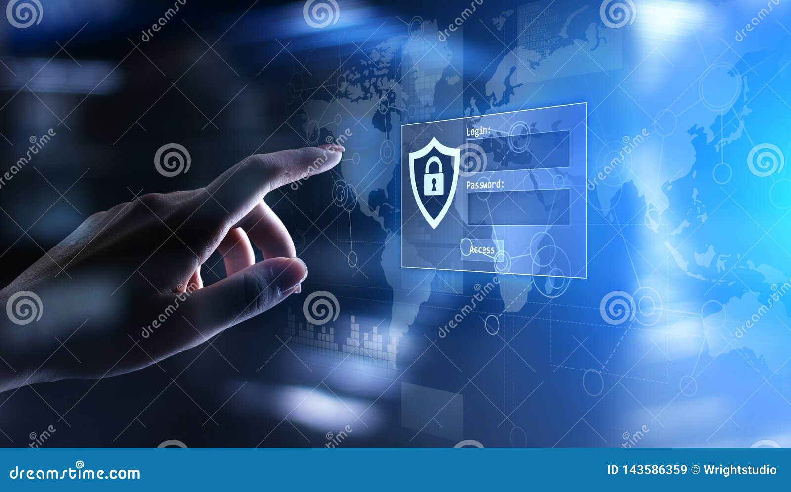 Access Window with Login and Password on Virtual Screen. Cyber Security ...