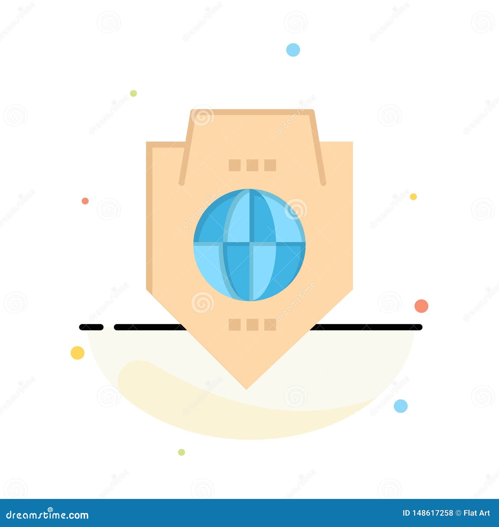 Access, World, Protection, Globe, Shield Abstract Flat Color Icon ...