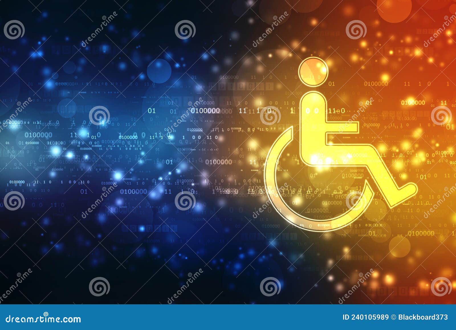 Accessibility Icon with Wheelchair and Technology Abstract Background ...