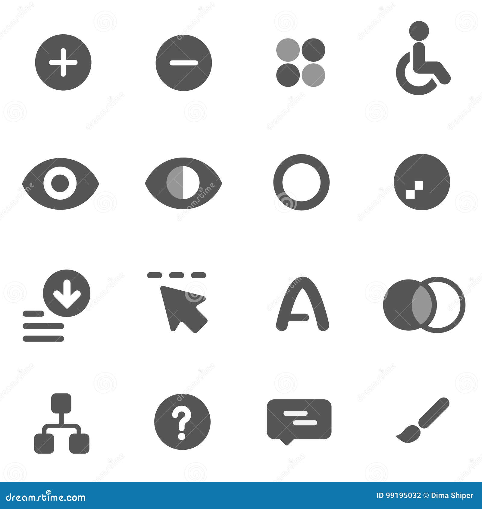 Big Set Of Accessibility Icons With Different Sign Vector Illustration ...