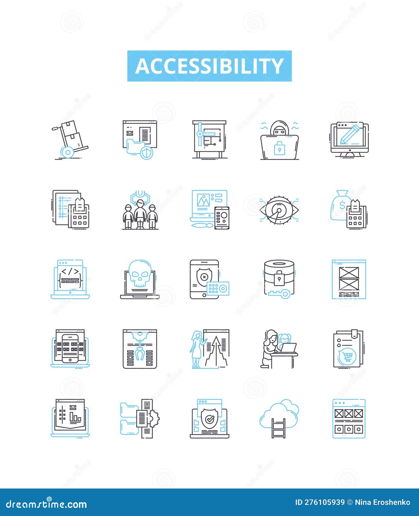 Accessibility Vector Line Icons Set. Accessible, Ease, Mobility, Aids ...