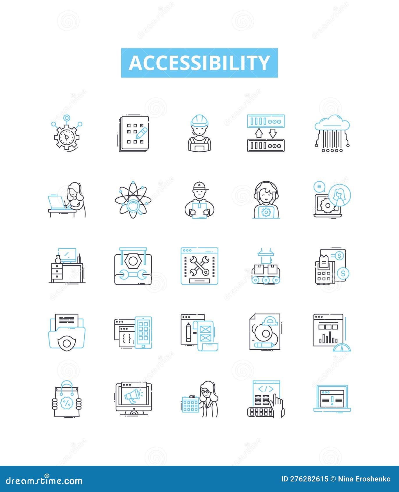 Accessibility Vector Line Icons Set. Accessible, Ease, Mobility, Aids ...