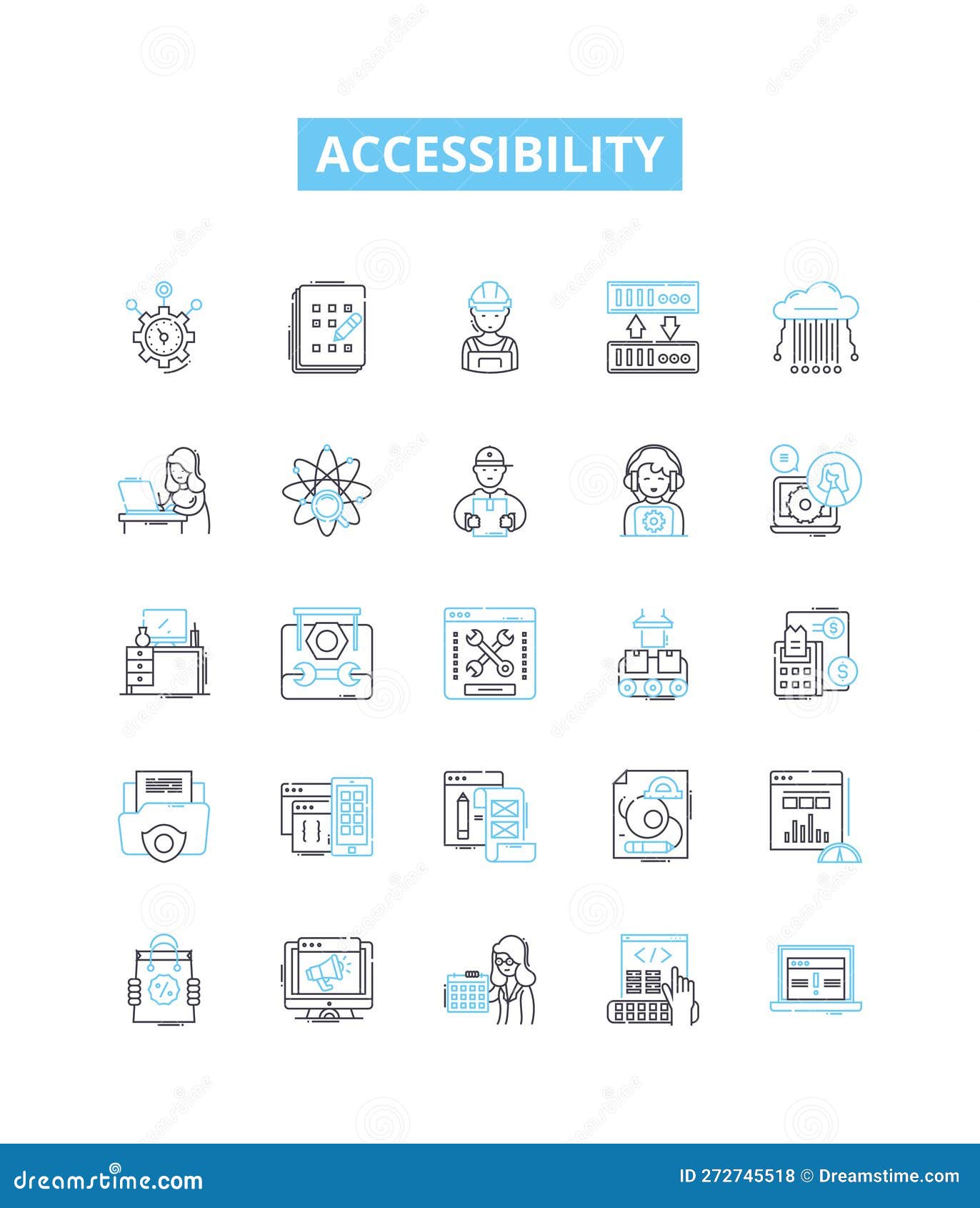 Accessibility Vector Line Icons Set. Accessible, Ease, Mobility, Aids ...