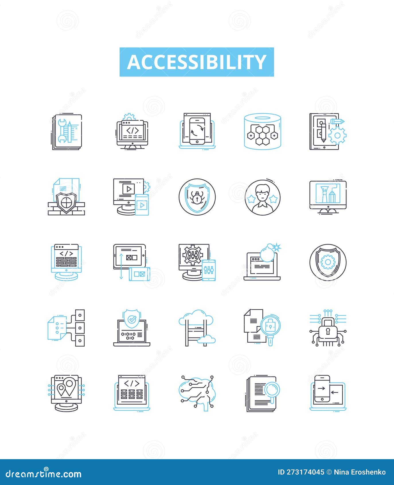 Accessibility Vector Line Icons Set. Accessible, Ease, Mobility, Aids ...