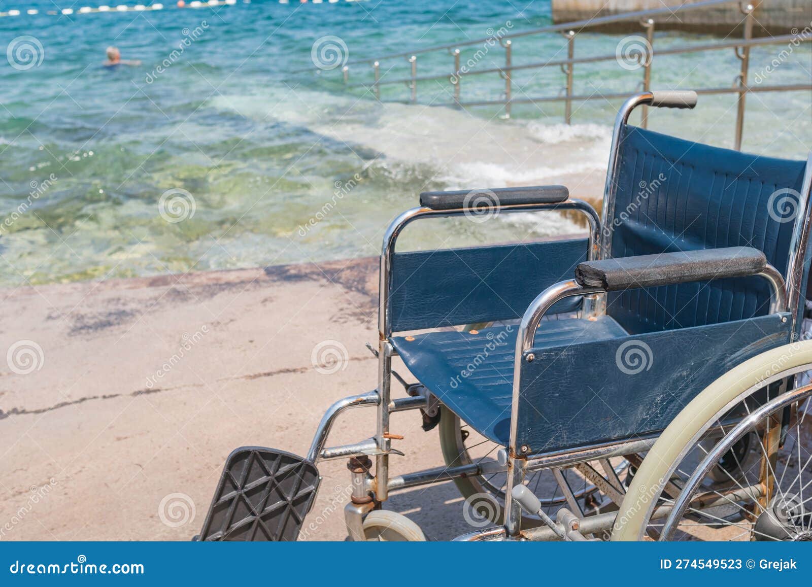 Accessible Beach with Wheelchair Stock Image - Image of water ...