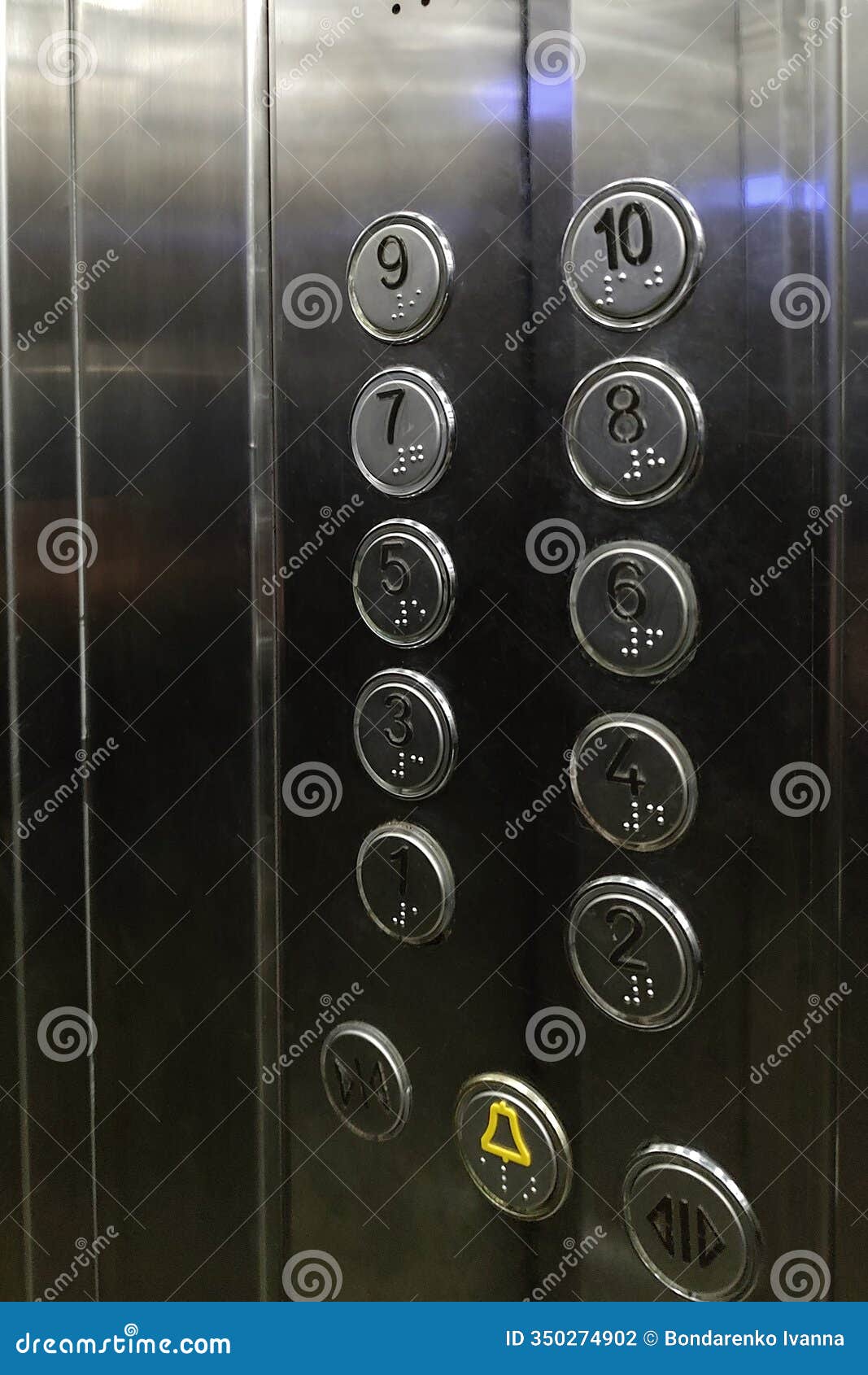 Accessible Elevator Push Buttons with Numbers and Braille Font Stock Photo - Image of office ...