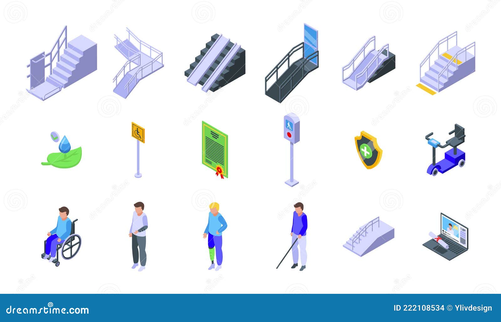 Accessible Environment Icons Set, Isometric Style Stock Vector ...