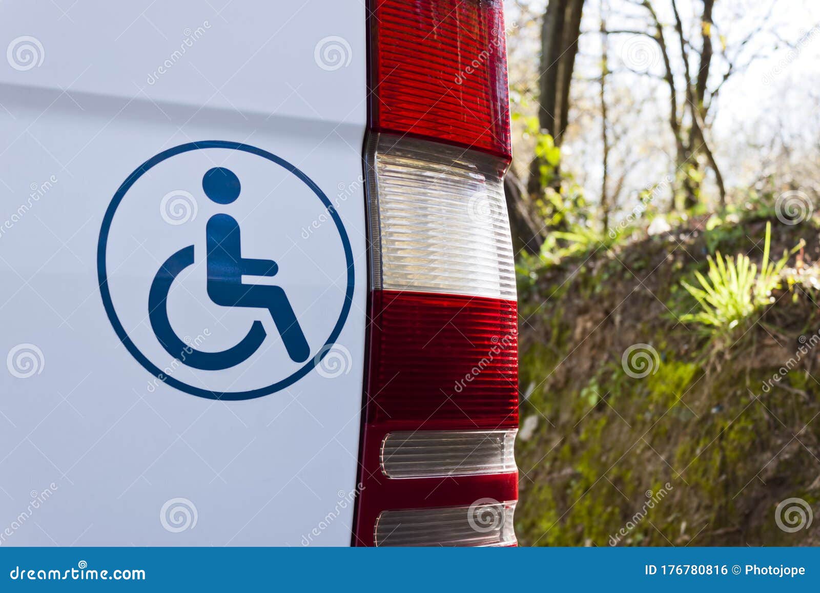 Accessible Vehicle Sign on White Van Stock Photo - Image of wheelchairs ...