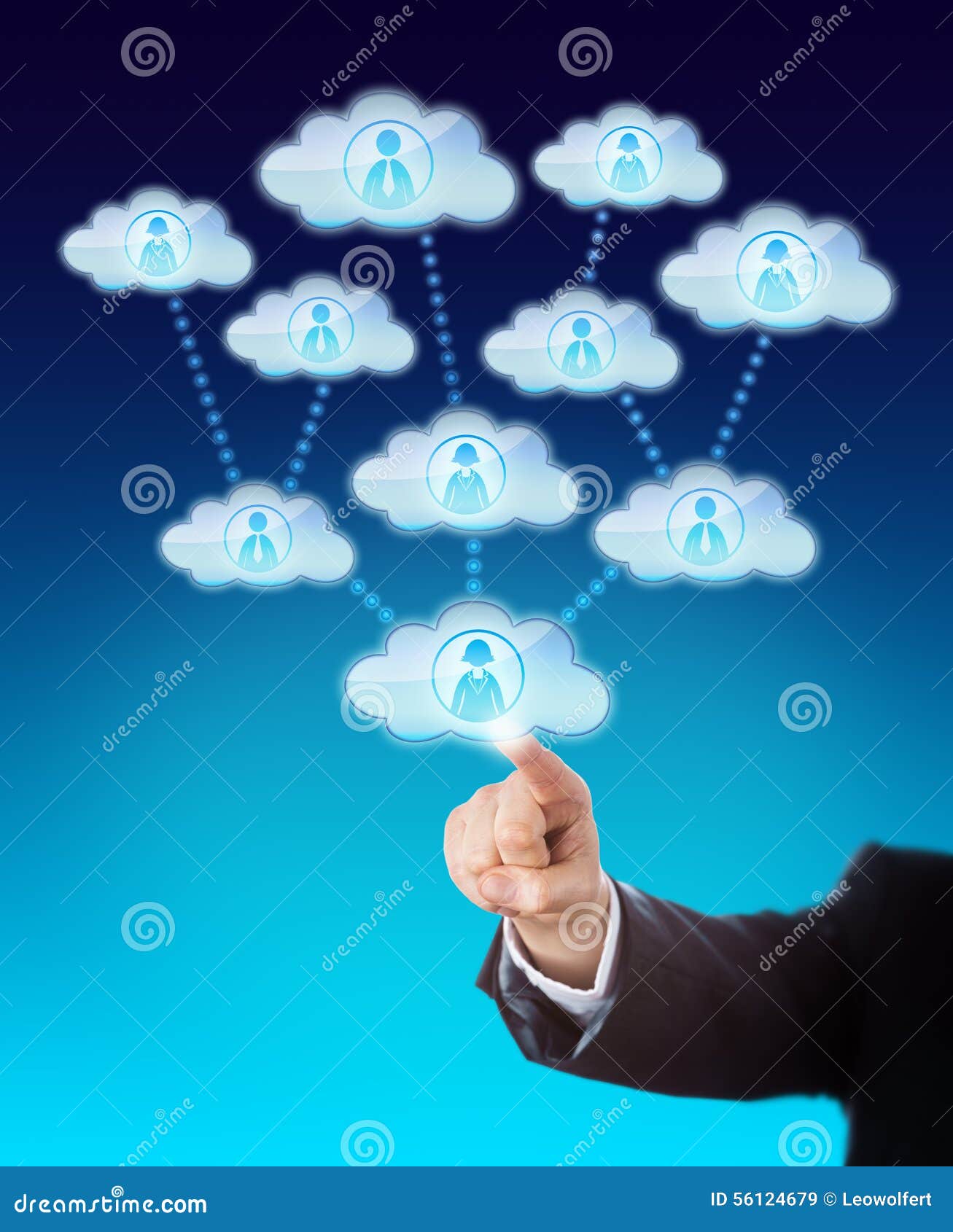 Accessing the Support of Many Workers in the Cloud Stock Image - Image ...