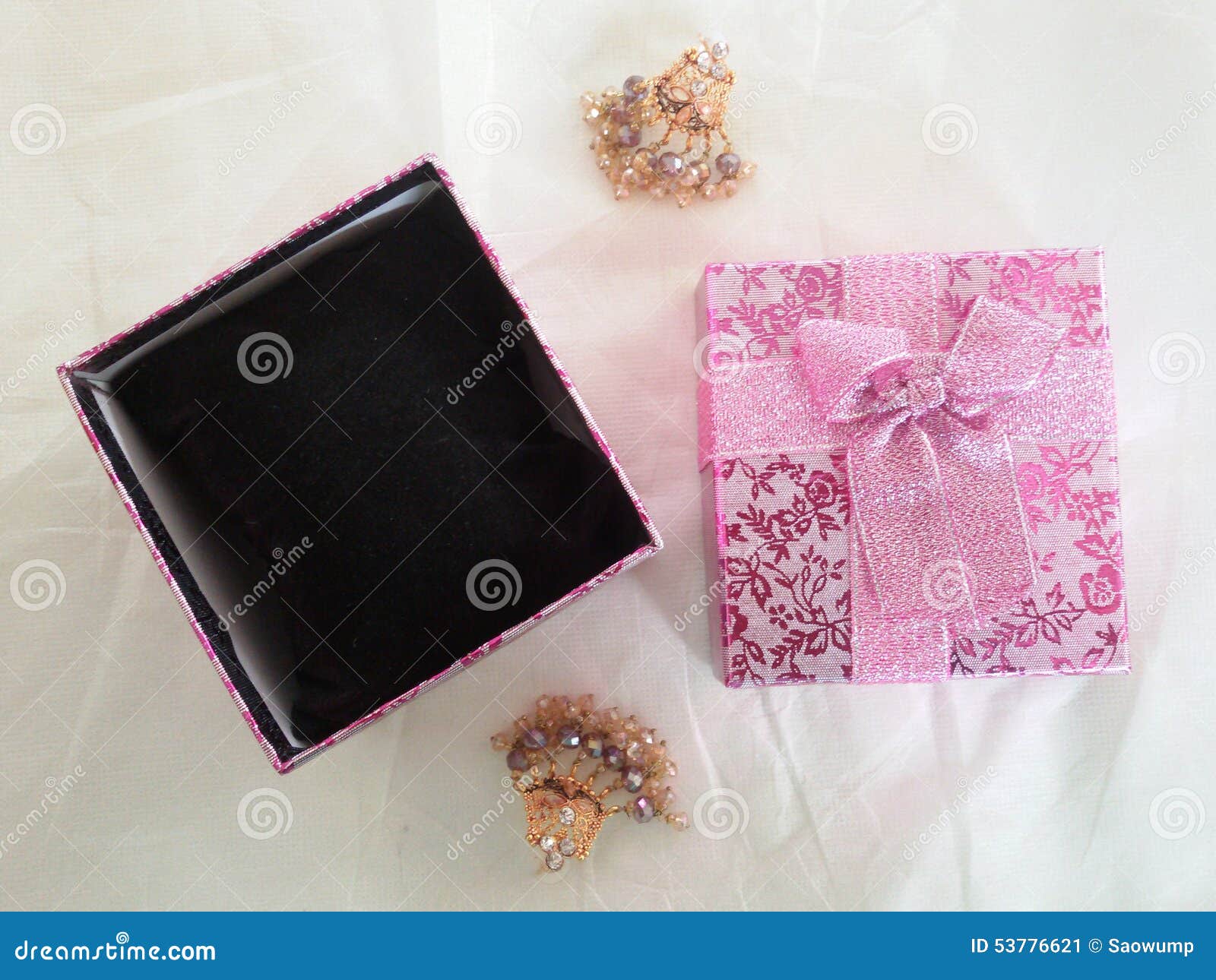 Accessories box stock image. Image of gold, pink, earrings - 53776621