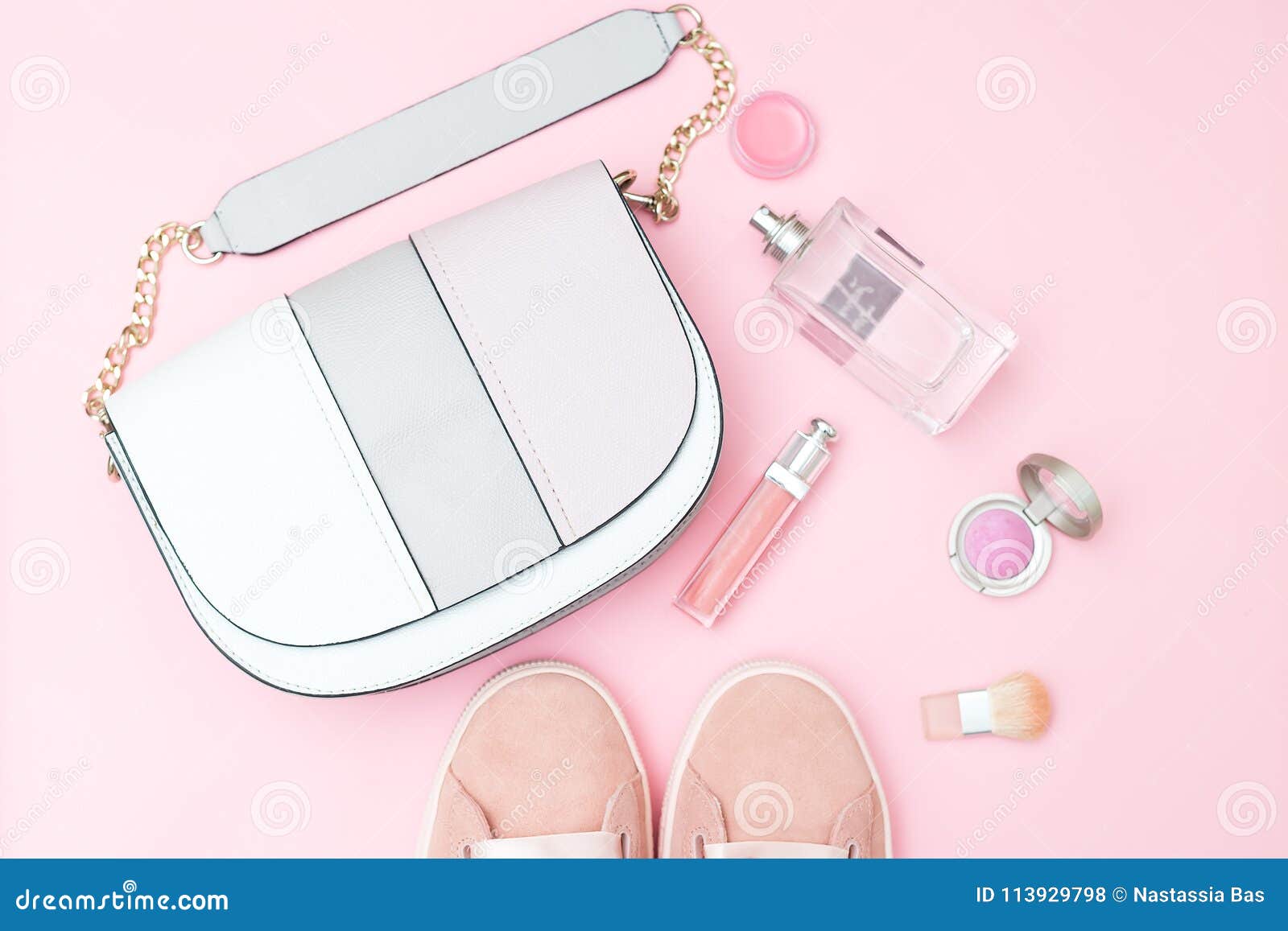 Accessories and Cosmetics of Pink Color on a Pink Background. Pa Stock ...