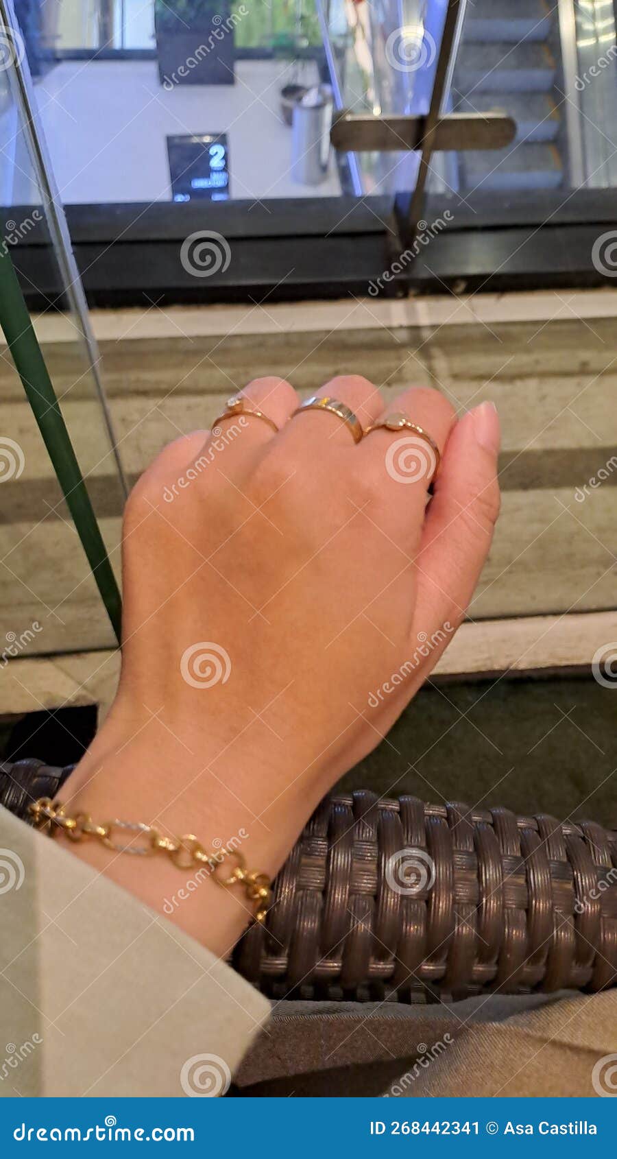 Accessories on a hand stock image. Image of hand, iron - 268442341