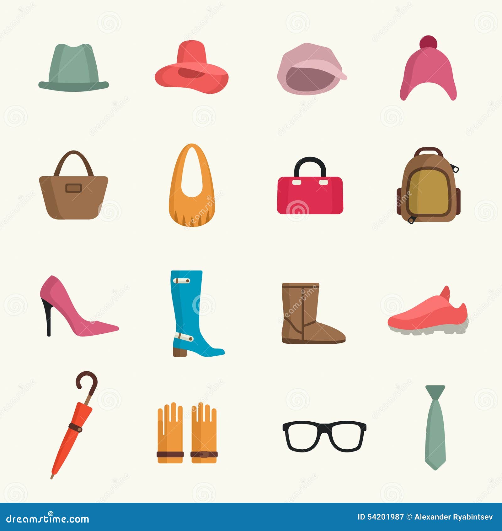 Accessories icon set stock vector. Illustration of purse - 54201987