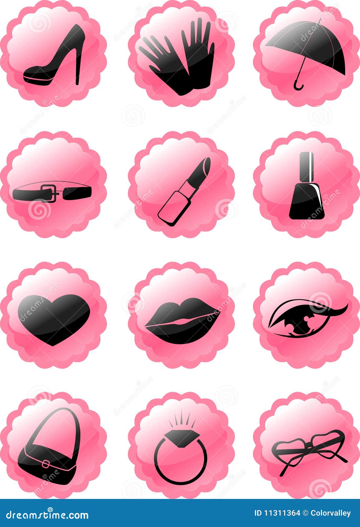 Accessories icons pink stock vector. Illustration of elegance - 11311364