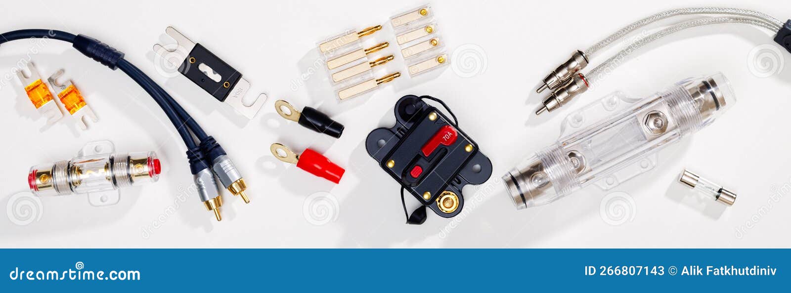 Accessories for Installing Car Audio Components. Light Background Stock ...