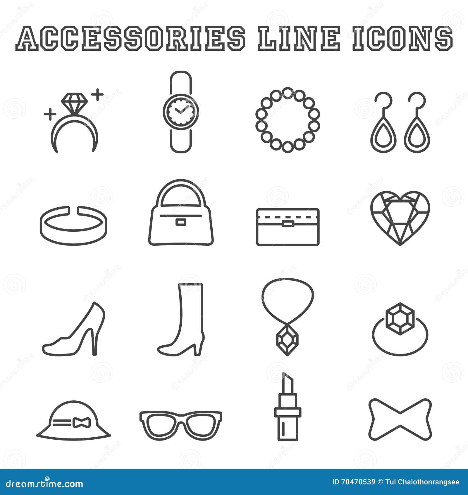 Accessories line icons stock vector. Illustration of necklace - 70470539