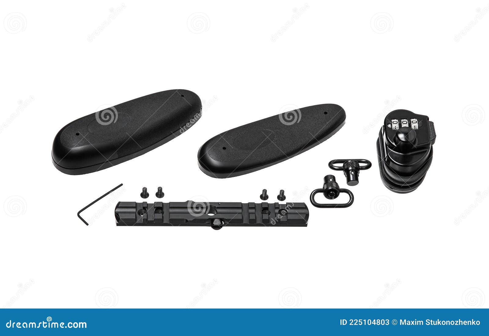 Accessories for Modern Hunting Rifle Isolated on White Background Stock ...