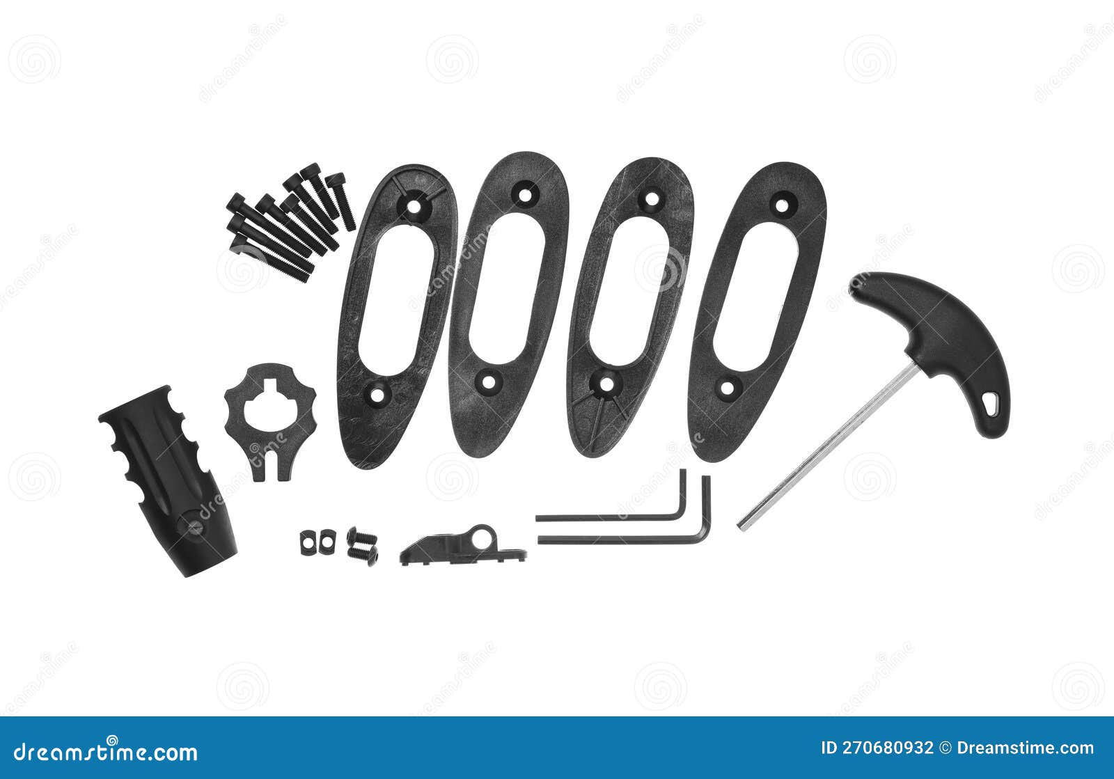 Accessories for Modern Hunting Rifle Isolated on White Background Stock ...