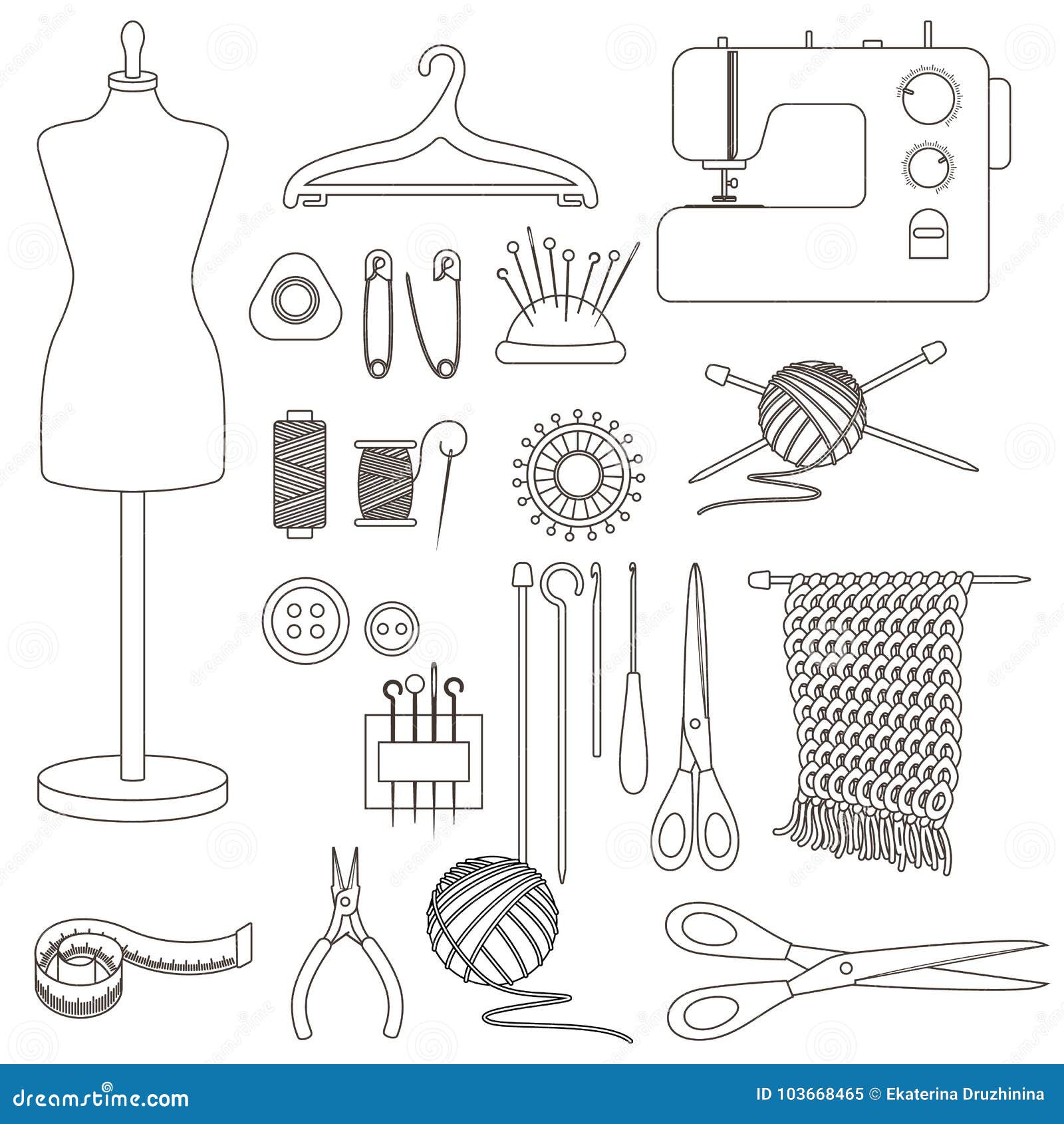 Accessories for needlework stock vector. Illustration of accessory ...