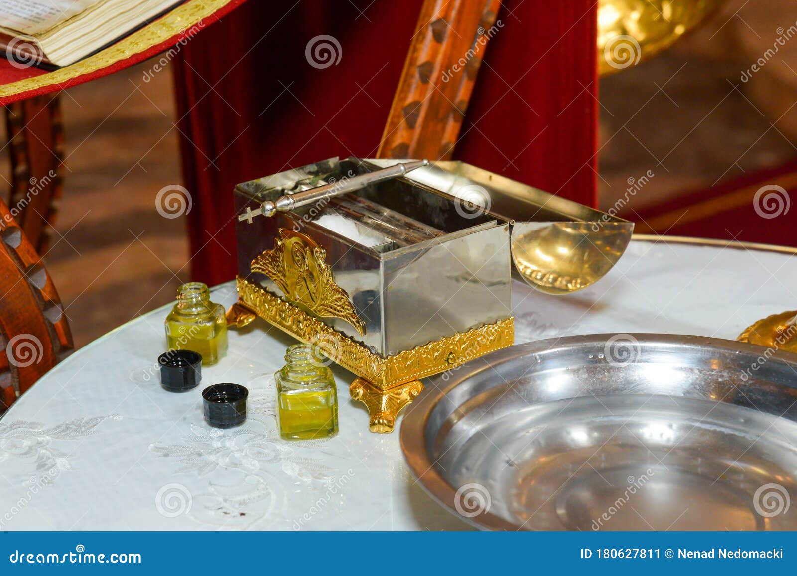 Accessories of a Priest for Christian Baptism Stock Image - Image of ...