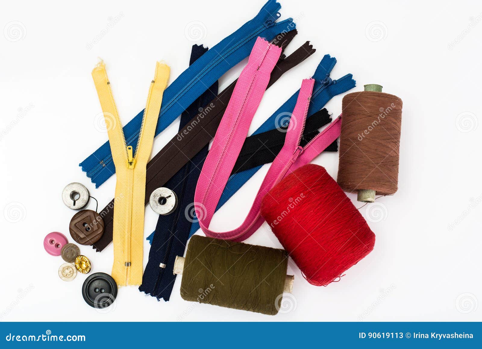Accessories for Repair and Tailoring, Zippers, Threads, Buttons Stock ...