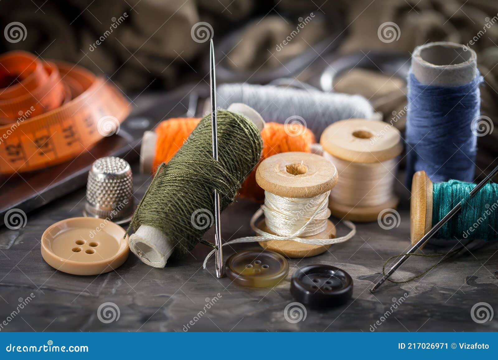 Threads, Needles and Sewing Items. Stock Image - Image of supplies ...