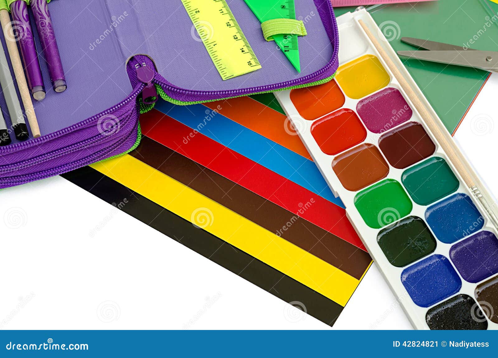 Accessories To the School Student Stock Image - Image of case, frame ...