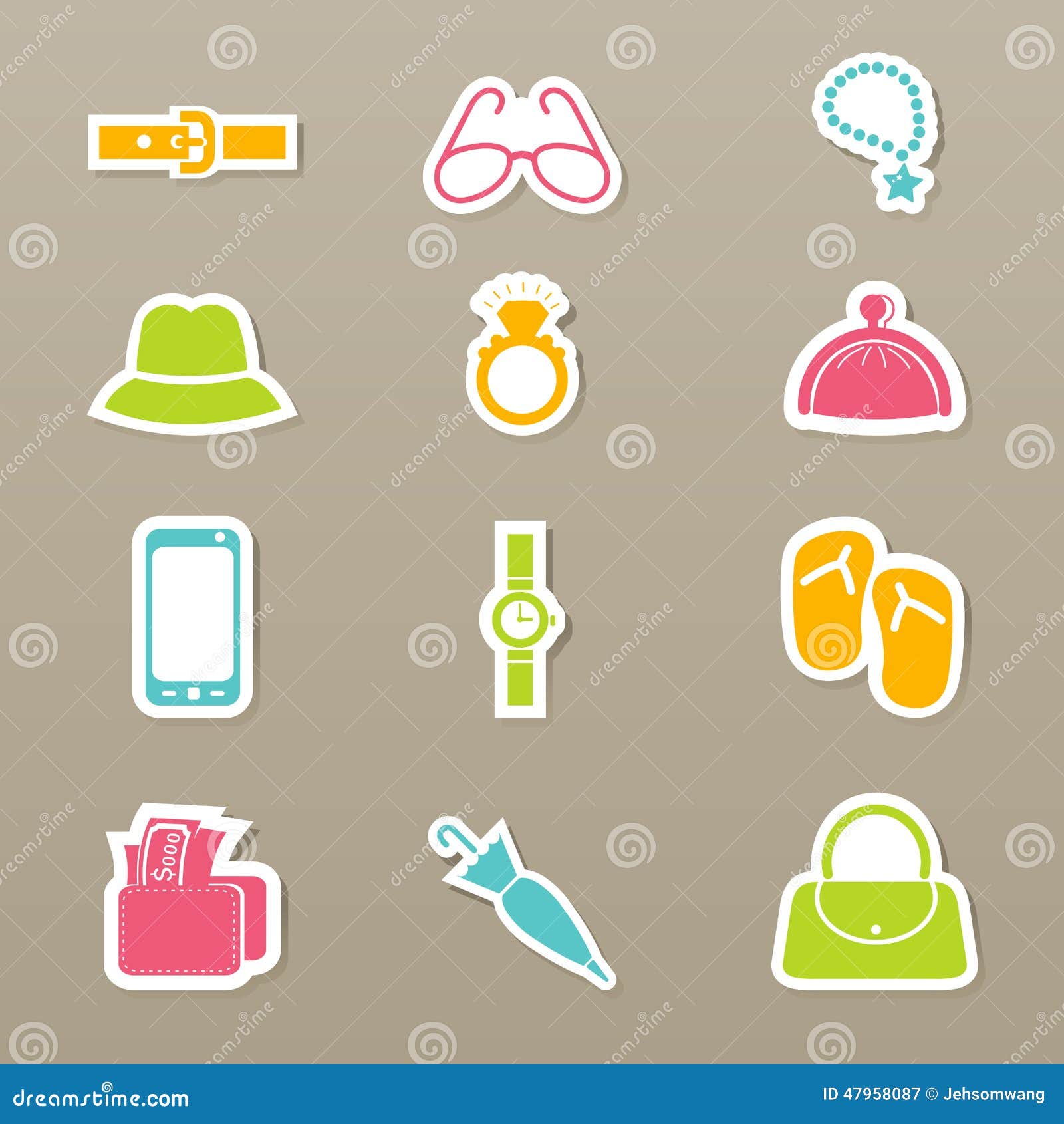 Accessory icons set stock vector. Illustration of female - 47958087