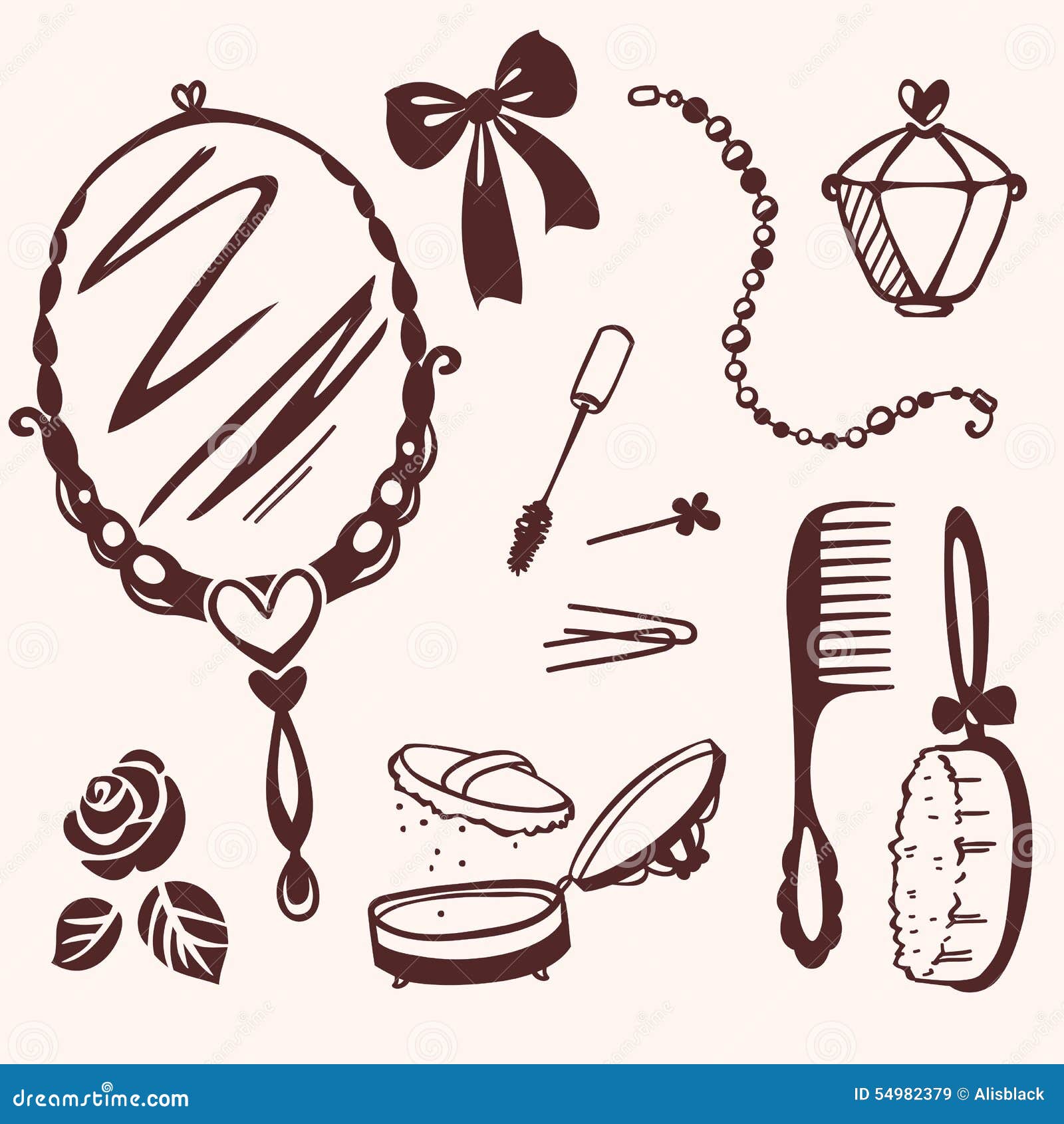 Accessory set for beauty stock vector. Illustration of line - 54982379
