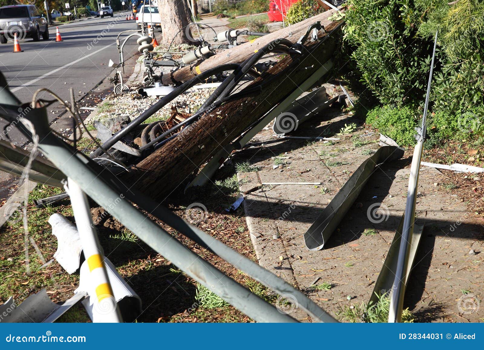 Accident aftermath scene stock image. Image of poles - 28344031